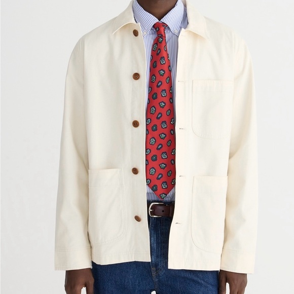 J. Crew | Jackets & Coats | Wallace Barnes White Lightweight Chore Jacket Xxl Nwt | Poshmark